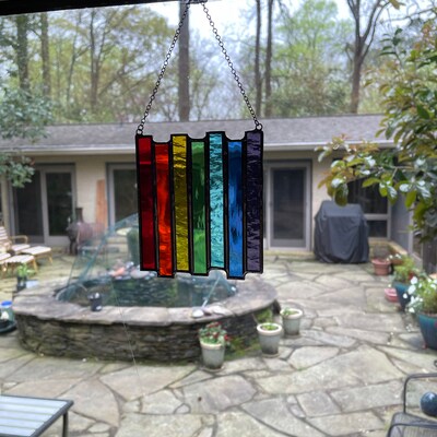 Rainbow Stripe Small Suncatcher - Etsy
