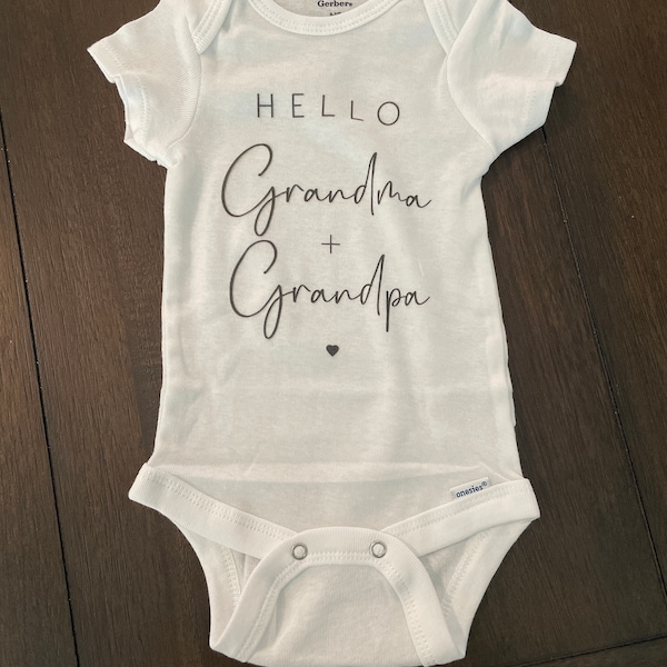 Hello Grandma and Grandpa Baby Onesie® - Grandparents Announcement ...