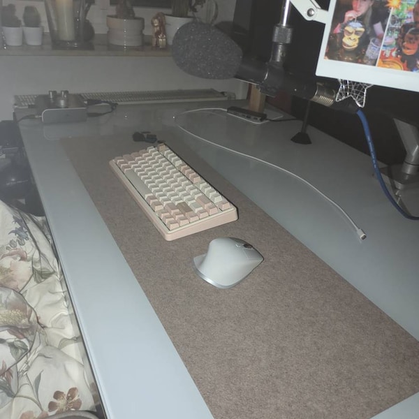 Felt Desk Mat Green, Custom Size Desk Pad Green, Felt Extended Mouse ...