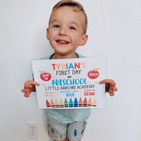 Editable First Day of School Sign, Personalized School Sign, Printable ...