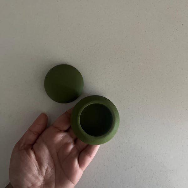 Green Salt Cellar, Pinch Pot, Salt Pig, Concrete Salt and Pepper Jar ...