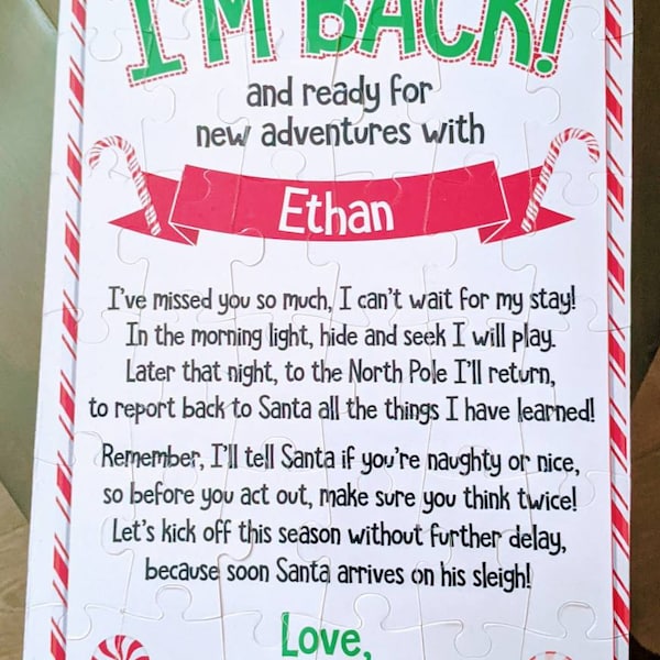 Elf Arrival Puzzle Fun Elf Arrival Ideas Elf Puzzle for Arriving Elf ...