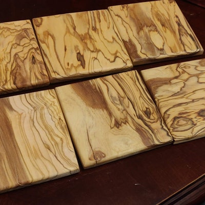 Olive Wood Coasters Set of 6 - Etsy