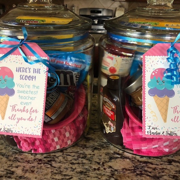 Ice Cream Teacher Appreciation Thank You Gift Tags - Here's the School ...