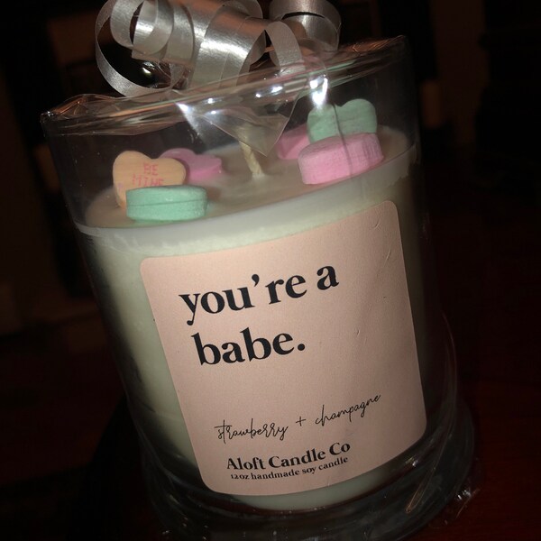 Valentines Day Candy Heart 12oz Handmade Soy Candle - Etsy