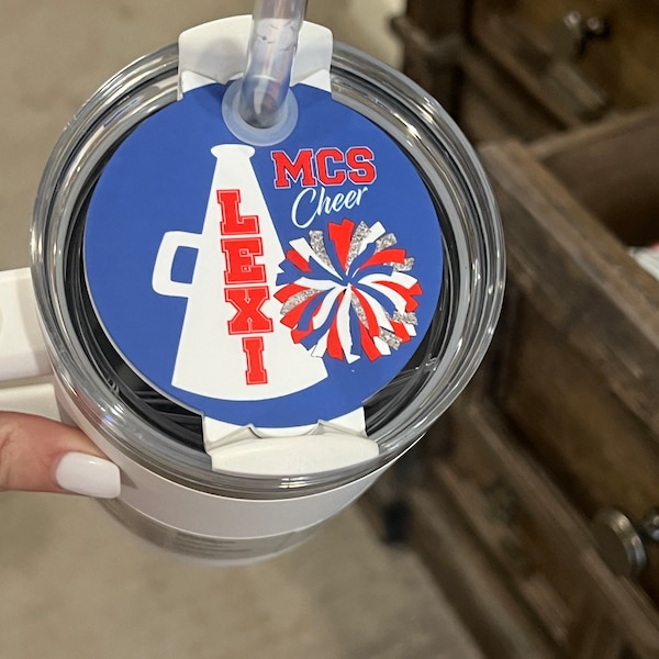 Cheerleader Megaphone and Poms Tumbler Topper, Personalized, Fits ...