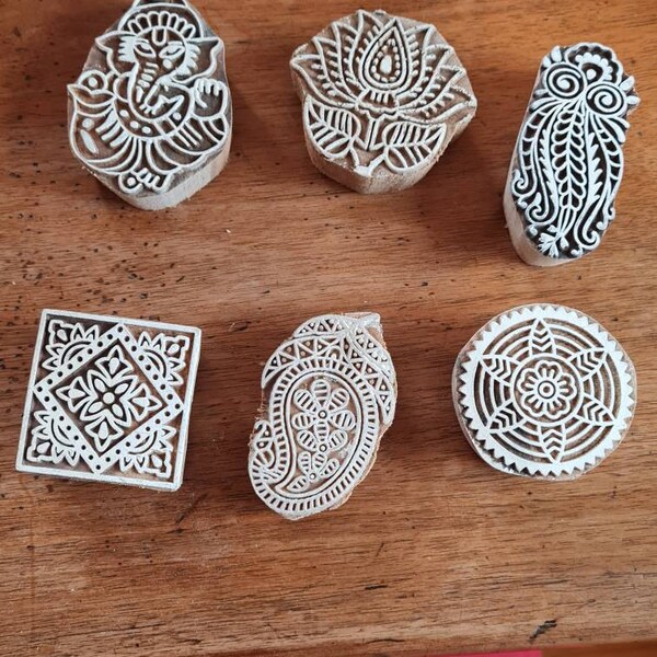 Handcrafted Indian Woodblock Printing Blocks - Lot of 20 PC - Mixed ...