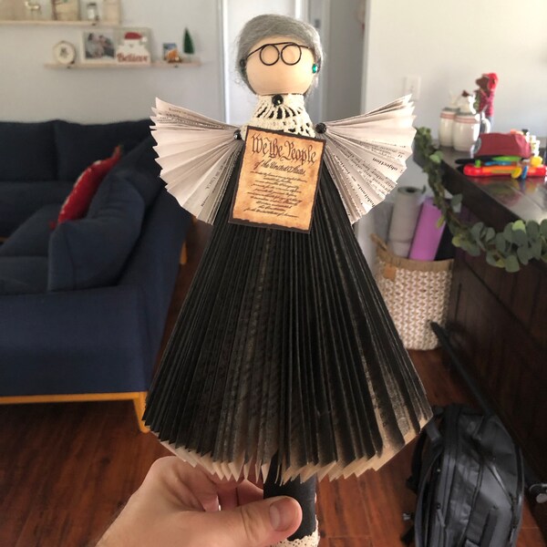 RBG Angel Tree Topper, RBG Doll, Memorial, Supreme Court, Book Angel ...