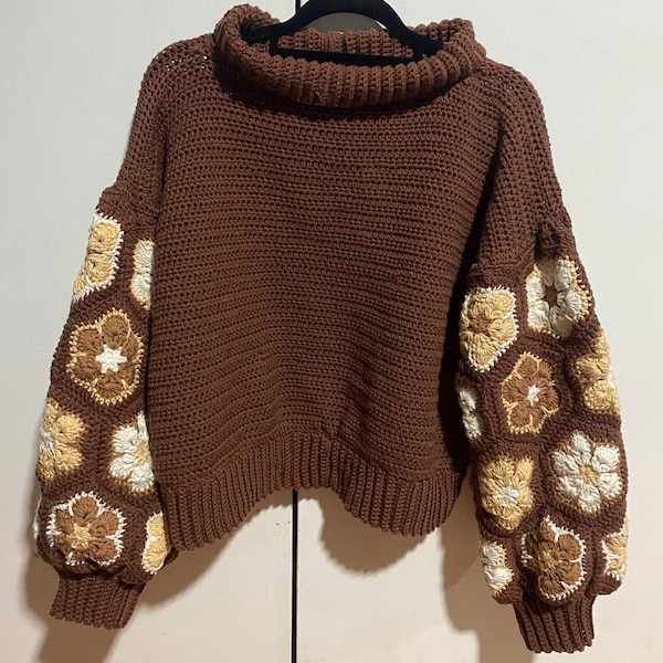 Crochet Pattern, Crochet African Flower Sweater PDF Pattern, Chunky ...