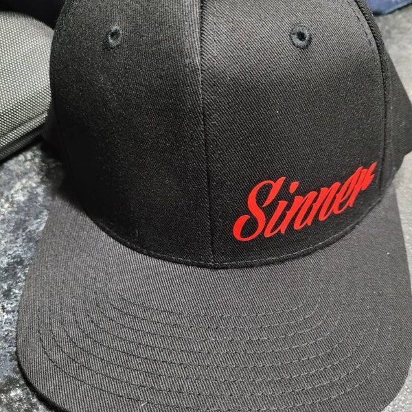 Sinner Flex-fit Custom Fitted Hat, Sinner Cap, Sinner Flexfit, Sinner ...