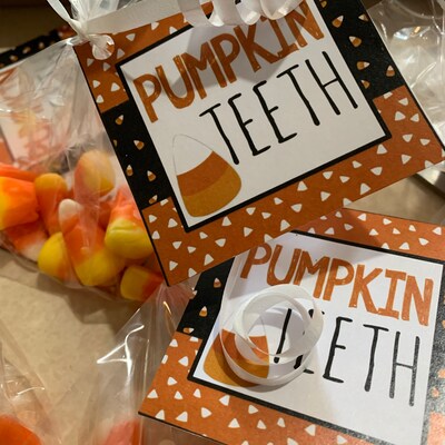 Pumpkin Teeth Halloween Treat Tags and Bags Toppers. Instant - Etsy
