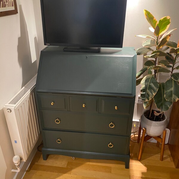 Stag Double Pedestal Mahogany Dressing Table With Stool, Stag Vanity ...