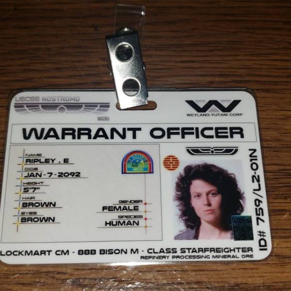 Alien Ripley ID Badge Prop Cosplay, USCSS Nostromo Weyland Yutani Crew ...
