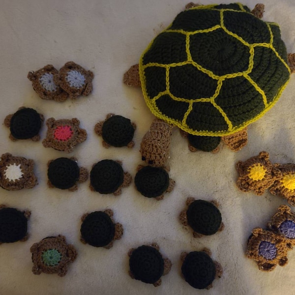Turtle Memory Game Beginner Crochet Patter - Turtle With Shell Pattern ...