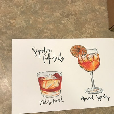 Custom Signature Cocktail Sign Drawing, Personalized Drinks ...