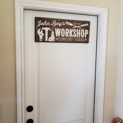 Personalized Workshop or Garage Wood Sign Wall Art Plaque. Custom Shop ...