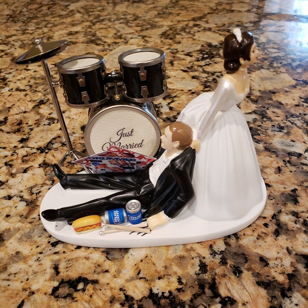 No More ROCKIN Black Drums Funny Wedding Cake Topper Rockstar Rocker ...