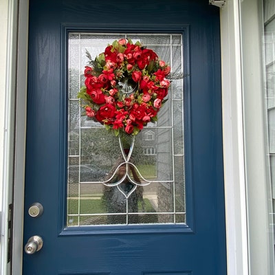 Red Door Wreath, Round, for the Front Door, Wedding, Home, Decoration ...