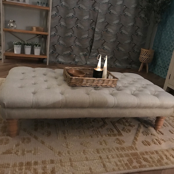 Handmade Deep Buttoned Footstool 76 X 76 Cm Oxford Footstool in a ...