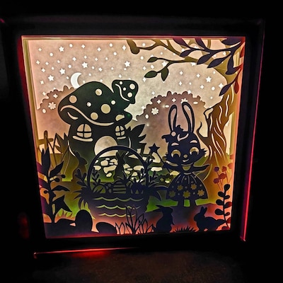 Fairy Bunny Easter Shadow Box, Free Box Frame PDF, SVG Template for ...