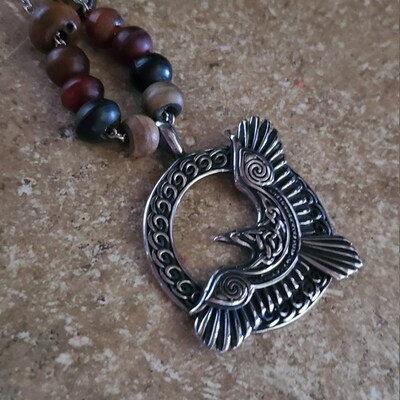 Celtic Pagan Morrigan Flying Crow Raven W Pentacle Dblsided W Crow ...