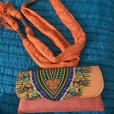 African Purses With a Matching Wallet and Earrings,african Print Bag ...
