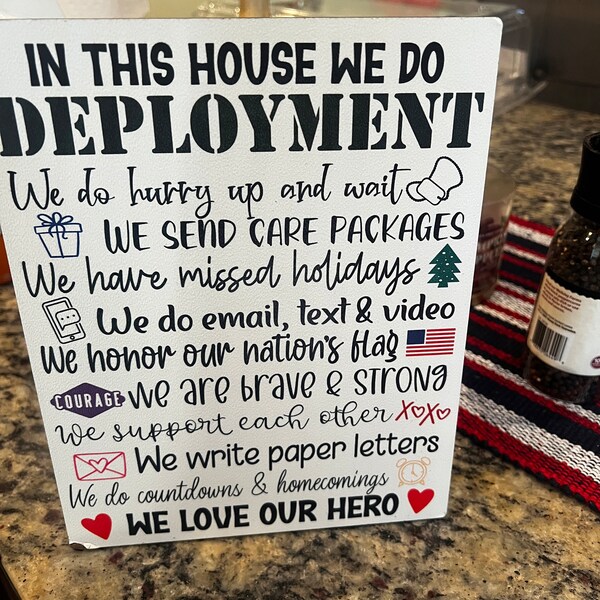 Military Family Deployment Sign, Navy Army Marines Gifts, in This House ...