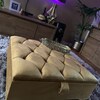 Storage Table Footstool Upholstered in a Beautiful GOLD Natural Fabric ...