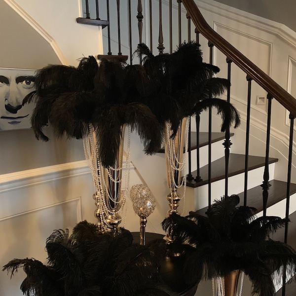 100pcs Black Ostrich Feather Plume for Wedding Centerpieces,table ...