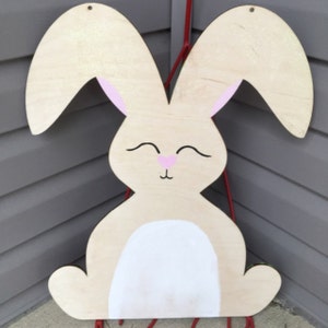 Unfinished Wood Bunny Rabbit With Two Floppy Ears Laser Cutout, Wreath ...