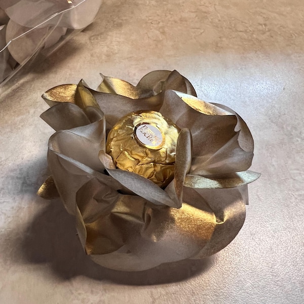 Camelia Wedding Gold Color Flower Wrapper for Holding Chocolate ...