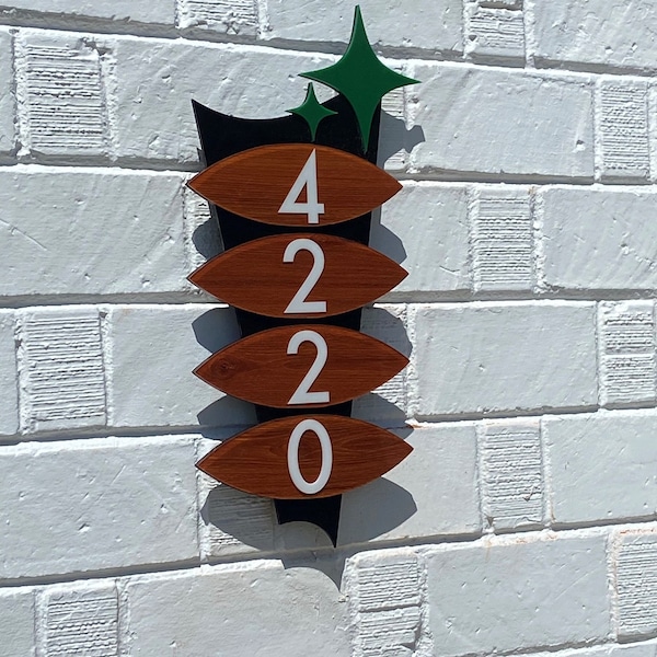 3D Mid Century Modern "marquee" Address Sign | Modern House Numbers ...