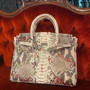 Red Python Bag Snakeskin Bag Genuine Leather Bag Red | Etsy