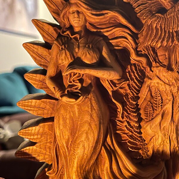 The Morrigan Statue, Goddess Statue Altar Decor, Wooden Sculpture - Etsy