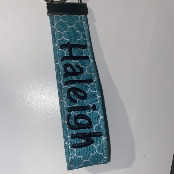Monogrammed Key Fob / Personalized Key Chain / Wristlet Fabric Keychain ...