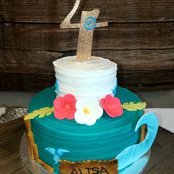 Fondant Waves and Flowers Large KIT Edible Sugar Cake Topper - Etsy