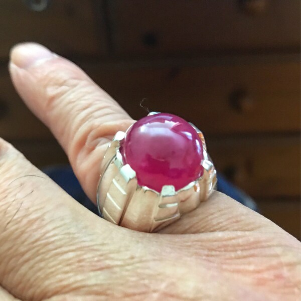 Natural Ruby Ring for Men's Original Yaqoot Stone Ring Real Ruby ...