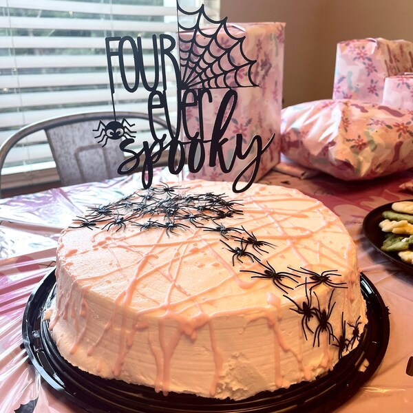 Four Ever Spooky Cake Topper Halloween Birthday Cake Topper 4 Birthday ...
