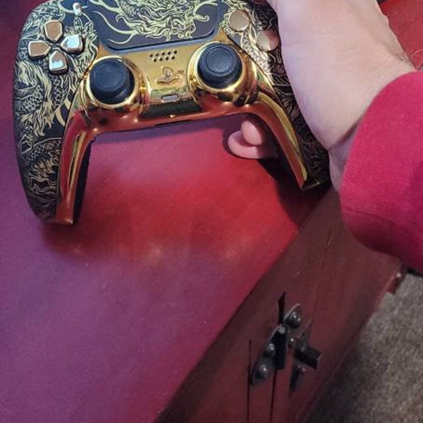 Golden Dragon PS5 Controller - Killscreen Chrome Gold & Black Custom ...