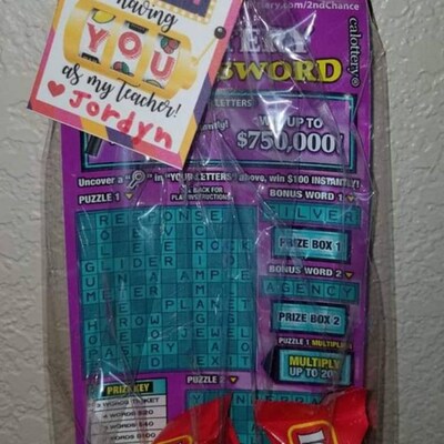 Jackpot Teacher Appreciation Lottery Ticket Gift Tags, Back to School ...