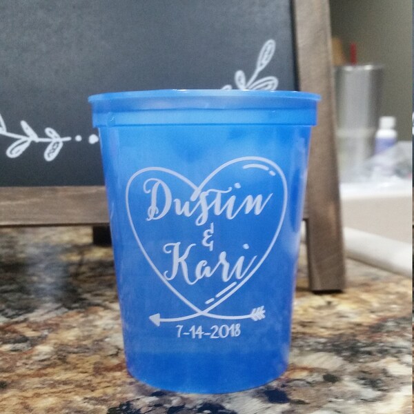 Wedding Color Changing Cups - Custom Monogram Cups - Plastic Stadium ...