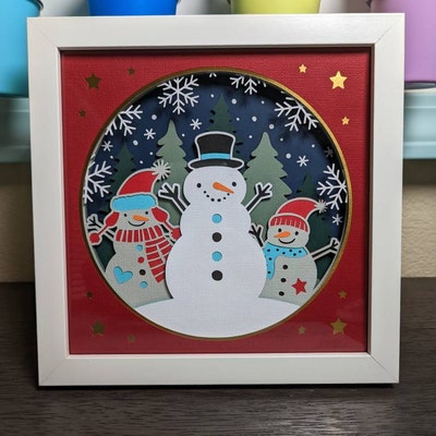 3D Snowman Shadow Box, Christmas Shadow Box SVG, Christmas Layered ...