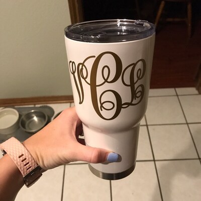 MONOGRAM DECAL 4 Inch Master Circle Interlocking Script Scrolly ...