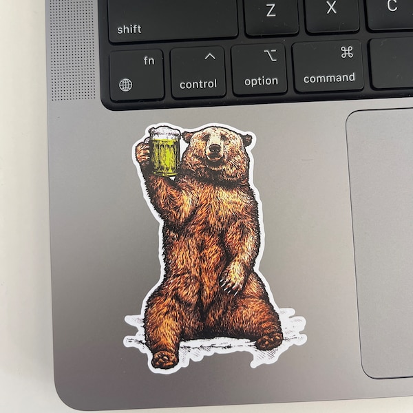 Bear Beer Sticker, Vinyl Sticker, Laptop Sticker, Yeti Cooler Sticker ...