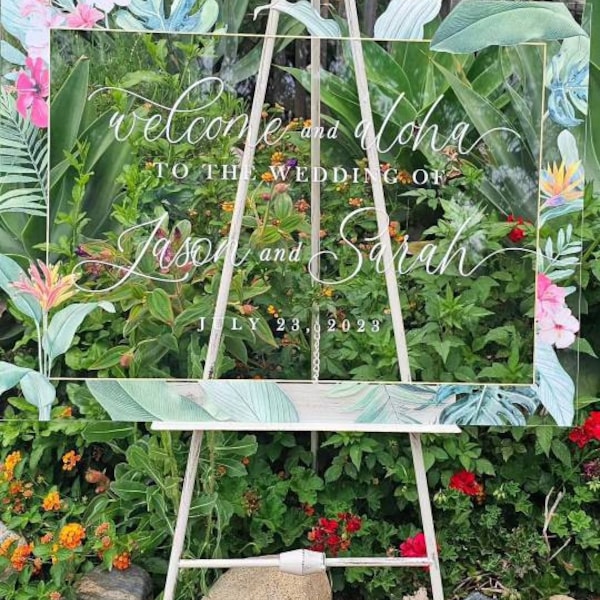 Custom Acrylic Wedding Welcome Sign / Tropical / Welcome to Our ...