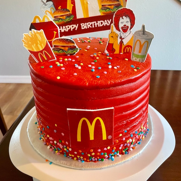 Print and Cut Mcdonald Cake Topper and 12 Cake Toppers Instant Download ...