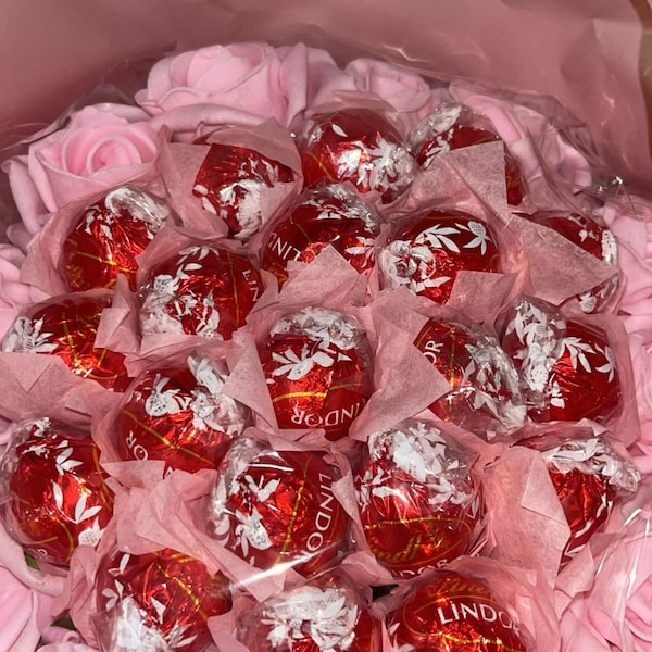 Large Lindt Lindor Chocolate & Flowers Hand-tied Bouquet Gift. - Etsy UK