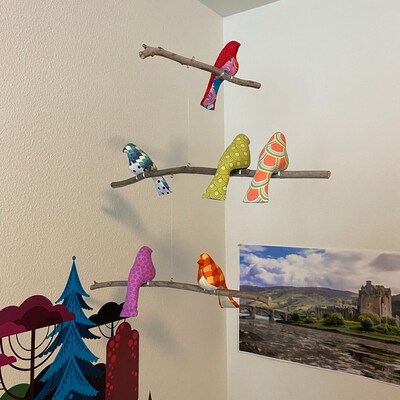 Custom Bird Mobile Choose Your Colors Baby Crib Mobile Bird Nursery ...