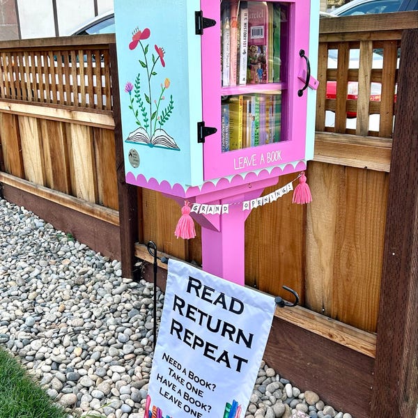Free Little Library Flag, Read Return Repeat, Book Day Gift, Little ...
