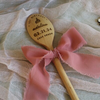 First Birthday Cake Smash Spoon First Birthday Photo Prop Personalized ...